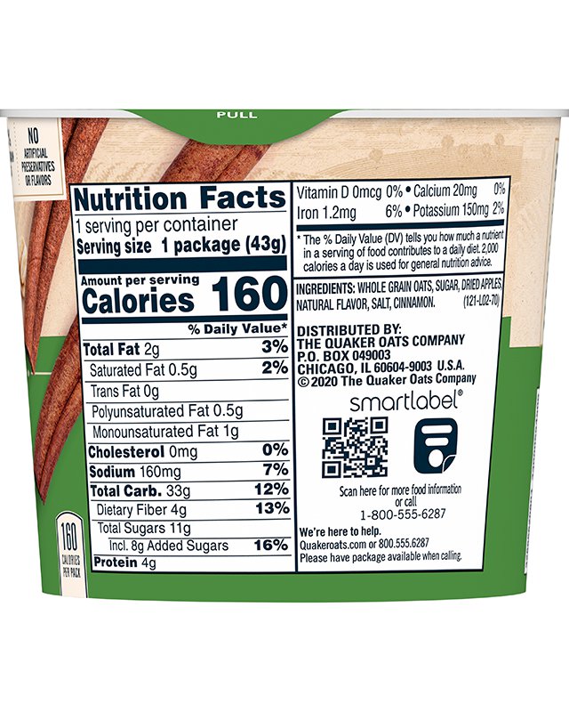 Quaker Oats Nutrition Facts Quaker® Oats Chocolate & Almonds Protein