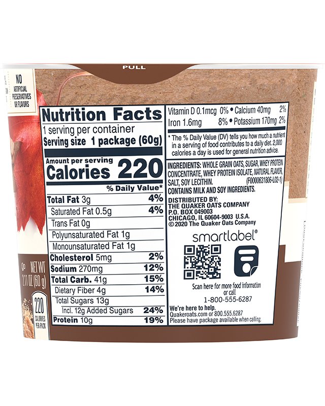 Quaker Oatmeal Nutrition Facts